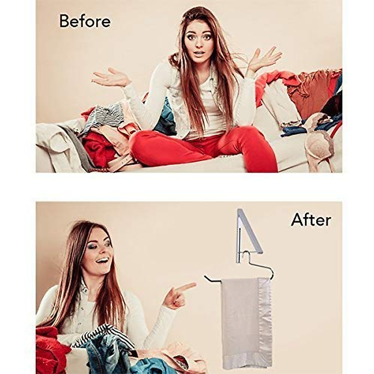 Single Foldable Clothing Rack, Wall-Mounted Retractable Clothes Hanger for Laundry Dryer Room, Hanging Drying Rod, Small Collapsible Folding Garment Racks, Dorm Accessories (Chrome)