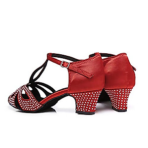 Pierides Women's Rhinestone Ballroom Dance Shoes Latin Salsa Performance Wedding Dance Shoes,2" Heel,6.5 US