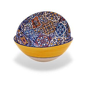 Portuguese Pottery Alcobaça Ceramic Side Dish Serving Bowl - Set of 2