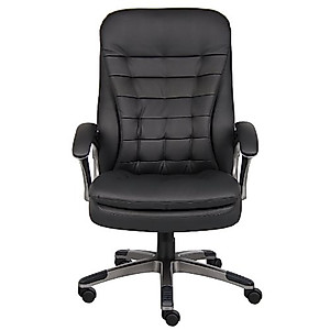 Boss Office Products B9331 High Back Executive Chair with Pewter Finsh in Black