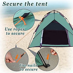 Strong Camel Automatic Camping Tent 3-4 Person Pop Up Canopy w 2 Doors Double Layer Family