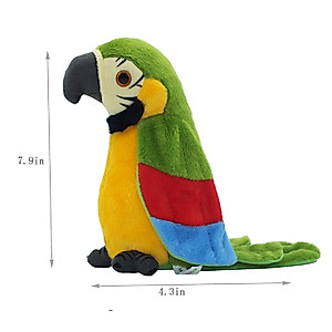 Auhafaly Talking Parrot, Repeats What You Say Plush Animal Toy Electronic Parrot Parrot for Boys, Girls Gift