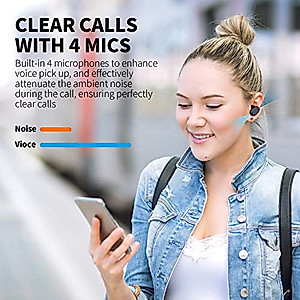 PSIER Wireless Earbuds Active Noise Cancelling Bluetooth 5.3 Earbuds with 4 Mics Clear Calls, 30H Playtime Deep Bass True Wireless Earbuds with Transparency Mode Bluetooth Headphones for Working
