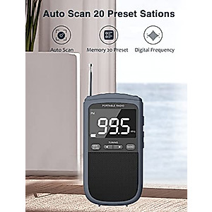 AM FM Walkman Radio:900mAh Rechargeable Portable Transistor Pocket Radio with Best Reception Digital Tuning, LCD Screen,Stereo Earphone Jack, Sleep Timer and Alarm Clock for Jogging,Walking