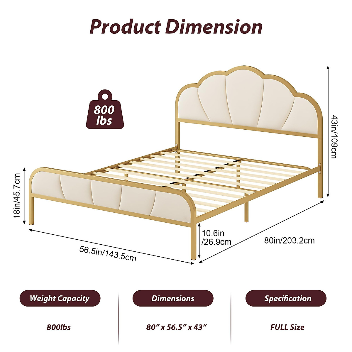 BOTLOG Full Bed Frame with Headboard, Platform Bed Frame Full Size with Wooden Slats Support, Easy Assembly, Noise-Free, No Box Spring Needed (Full)