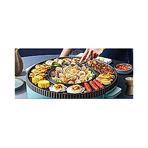 Lp Living Plus 2 in 1 Electric Grill and Hot Pot Combo, Dual Temperature, Indoor Non-Stick Griddle for Korean BBQ, Shabu Shabu and Noodles