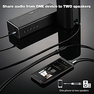 MillSO Audio Splitter, Female to 2 Male 3.5mm TRS Audio Splitter, 8 Feet SapphireBlue&Gold-Plated Stereo Jack Headphones Adapter Cable for Smartphone, Computer, Mp3, Earphone, Speakers