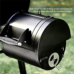 Captiva Designs Charcoal Grill with Offset Smoker, All Metal Steel Made Outdoor Smoker, 512 sq.in Cooking Area, Best Charcoal Grill & Smoker Combo for Outdoor Garden Patio and Backyard Cooking
