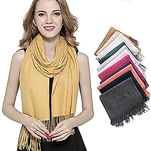 Roll Up Unisex Classic Luxurious Soft Cashmere Winter Scarf, Scarves (Mustard)