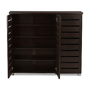 Wholesale Interiors Baxton Studio Adalwin Modern and Contemporary 3-Door Dark Brown Wooden Entryway Shoes Storage Cabinet
