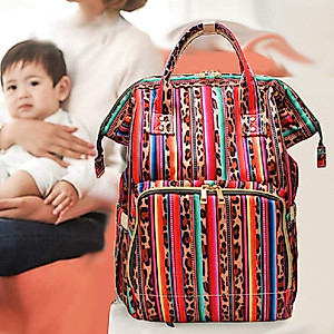 JIU HONG CHAO Diaper Bag Backpack Colorful Cheetah print Diaper Bags with Insulated Bottle Pockets for Baby Care Western Travel Backpack Gifts for Women Mom (leopard stripe)