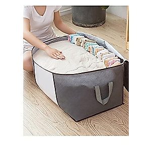 Micilelife Clothes Storage Bag 90L Large Storage Bags Closet Organizers and Storage，3-Pack, Gray,Foldable Organizer, With Clear Window,Suitable for Finishing Of Household ItemsReinforced Thick and Durable Organizer, Suitable for Finishing the Bedrooms,To