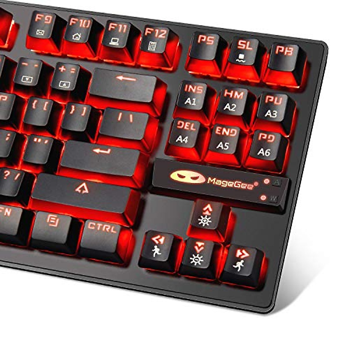 Anivia 87 Keys Mechanical Gaming Keyboard, 80% Compact USB Wired Mechanical Keyboard with Red Backlit & Blue Switch, Hot Swappable Gaming Keyboard for Gaming and Work - Black