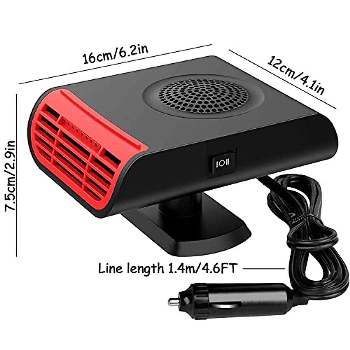 Car Heater, Portable Automobile Heater 12V Fast Heating/Cooling Defrost and Defogger, Electronic Vehicle Heater That Plug into Cigarette Lighter, Handheld Windscreen Fan 2 in 1 Demister for All Car