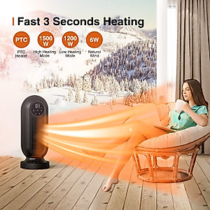 Infray Space Heater, 1500W Oscillating Ceramic Tower Heater, Portable Fast Heating Electric Fan Heater with LED Flame Light, 12Hrs Timer, Remote Control & LED Display for Home Office Indoor Use