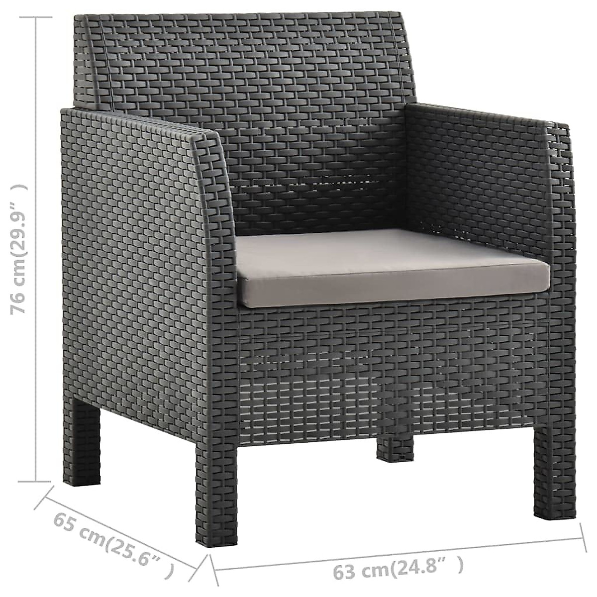 BUKSCYJS Outside Furniture,Patio Chair,Camping Rocking Chairs,Lawn Chairs Folding,Outdoor Chaise Lounge,Rocking Chairs for Outside,Patio Chair with Cushion PP Rattan Anthracite