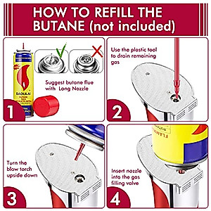 Butane Torch, Vimzone Torch Lighter with Safe Lock, Adjustable Flame Blow Torch, Fit All Butane Tanks Kitchen Torch for BBQ, Baking, Brulee Creme, and Desserts (Butane Gas Not Included) Red…