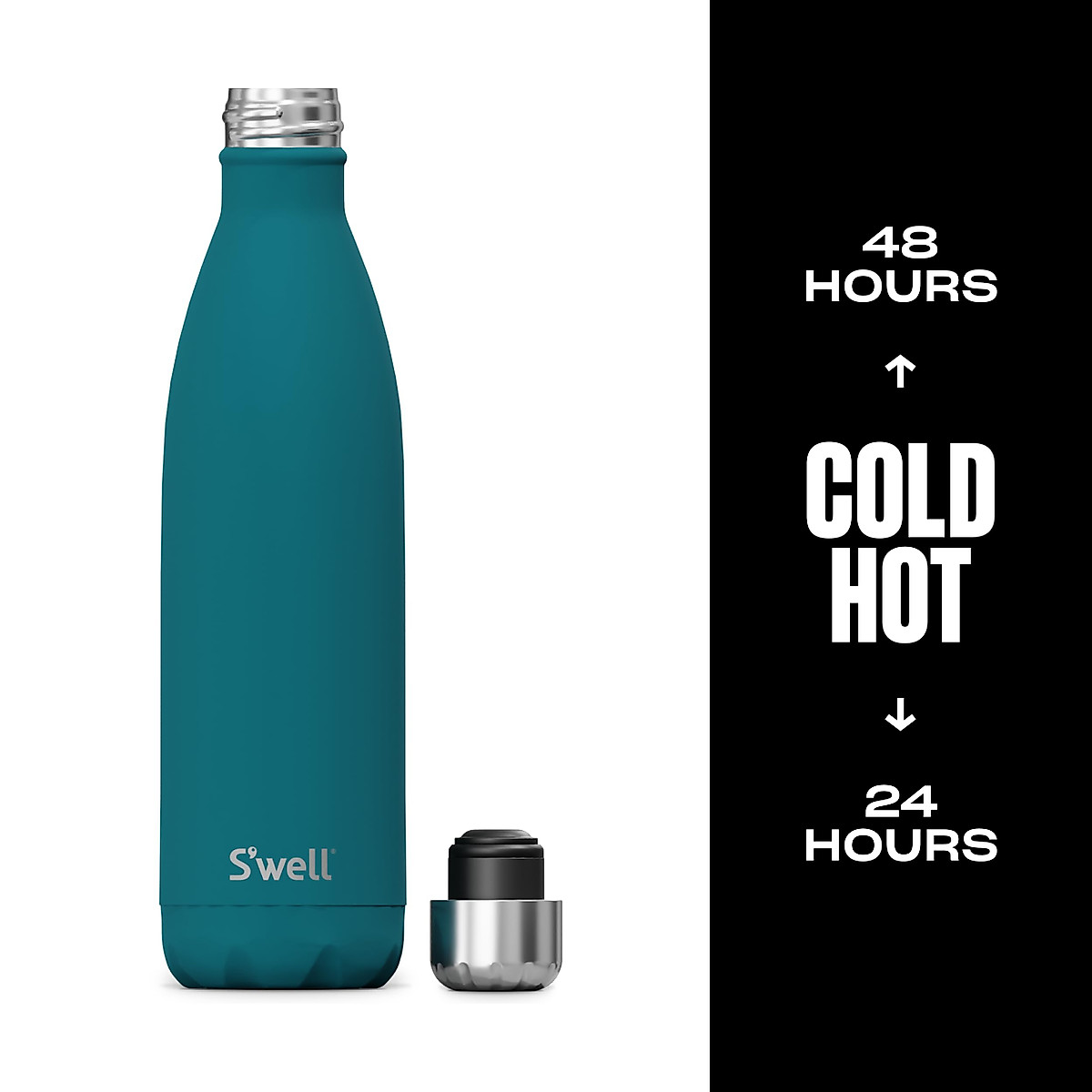 S'well Stainless Steel Water Bottle, 25oz, Peacock Blue, Triple Layered Vacuum Insulated Containers Keeps Drinks Cold for 48 Hours and Hot for 24, BPA Free, Perfect for On the Go