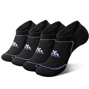 AKASO Anti-Odor Ankle Running Socks, Silver Fiber Low Cut Athletic Socks for Men and Women - 2 Pack (Black, L)