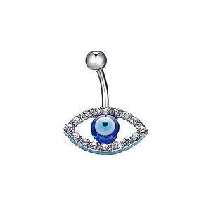 COLORFUL BLING 316L Surgical Steel Cubic Zircon Evil Eye Goth Belly Button Ring Angel Wings Curved Barbells Navel Eyebrow Rings Labret Lip Sexy Piercing Jewelry-simple