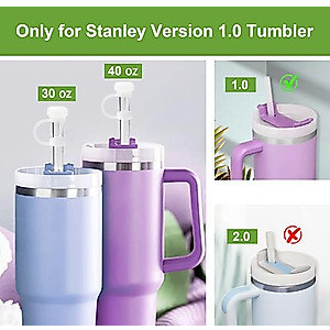 Silicone Spill Proof Stopper Set and Replacement Straws for Stanley H1.0 40oz 30oz Tumbler, Yoelike Reusable Clear Straws Leak Proof Straws Topper Accessories for Stanley Mug Cup