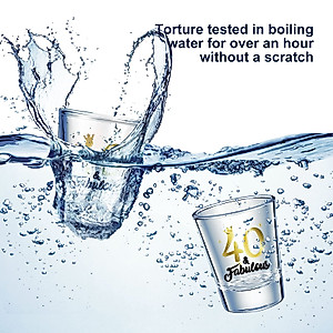 2 Pieces 40 and Fabulous Shot Glass 2 oz Black gold 40th Birthday Wine Glasses for Women and Men Celebrate 40th Birthday Decoration