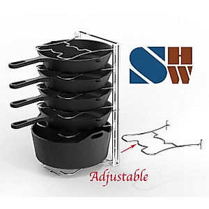 Simple Houseware 7 Adjustable Compartments Pot and Pan Organizer Rack Lid Holder, Chrome