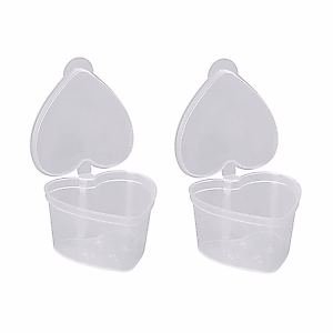 ccHuDE 30 Pcs 45ml Heart Shaped Slime Storage Containers Small Plastic Box with Lids Sauce Cups Souffle Cups