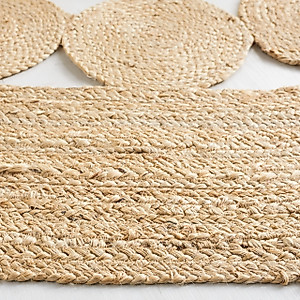 SAFAVIEH Natural Fiber Collection Area Rug - 8' Round, Ivory, Handmade Boho Charm Farmhouse Jute, Ideal for High Traffic Areas in Living Room, Bedroom (NF364B)