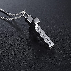 QIUQIULU 925 sterling silver cross souvenir ashes necklace urn pendant (gold)