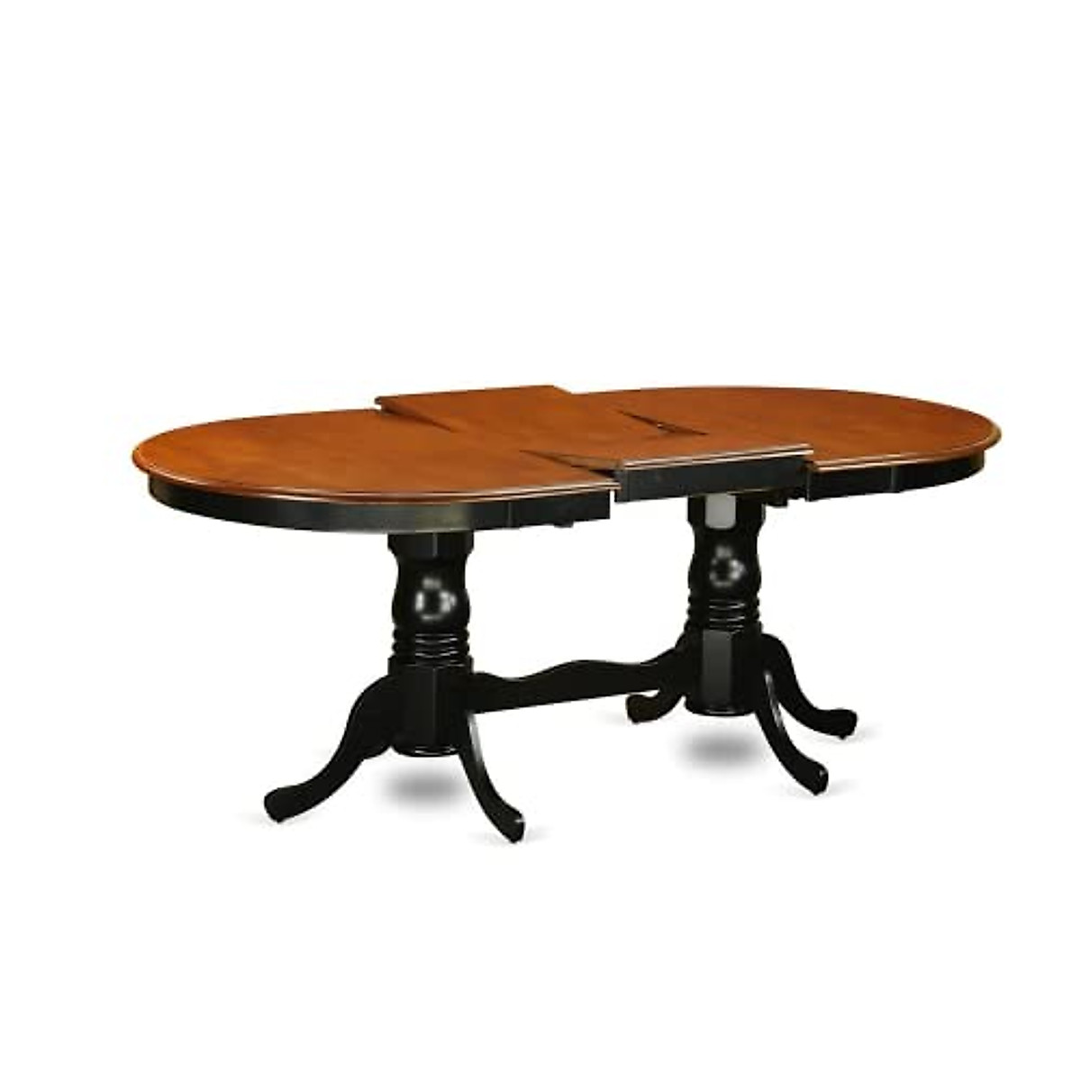 East West Furniture PLDA7-BCH-W Plainville 7 Piece Set Consist of an Oval Dining Room Table with Butterfly Leaf and 6 Wood Seat Chairs, 42x78 Inch, Black & Cherry