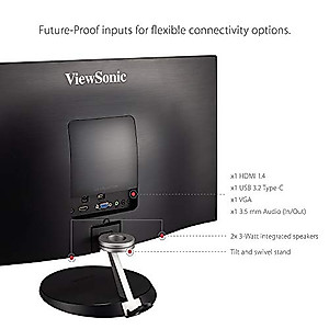 ViewSonic VX2485-MHU 24 Inch 1080p IPS Monitor with USB C 3.2 and FreeSync for Home and Office,Black