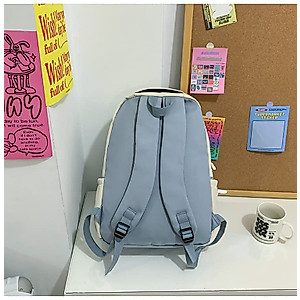 KOWVOWZ Backpack kawaii aesthetic cute back to school bag girls boys middle school student large capacity junior high schoolbag (Blue)