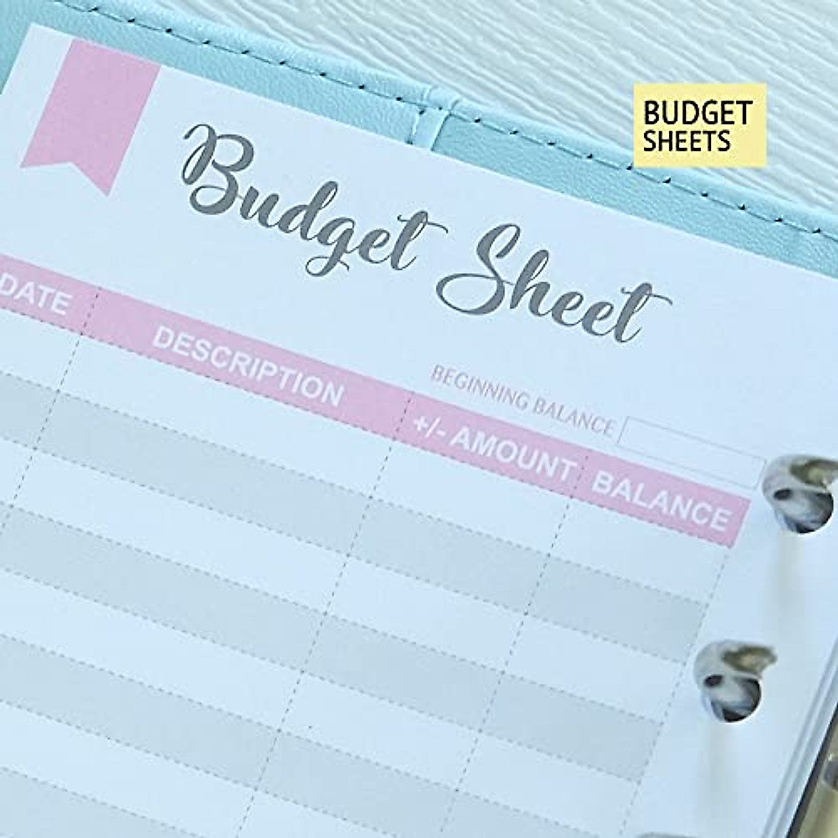 Fan&Ran 2023 Planner Binder Set A6 - Weekly and Monthly Refills, Budget Sheets, Cash Zipper Pocket, Personal Size, Sky Blue