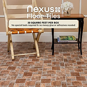 Nexus Self Adhesive 12-Inch Vinyl Floor Tiles, 20 Tiles - 12" x 12", Brick Pavers Pattern - Peel & Stick, DIY Flooring for Kitchen, Dining Room, Bedrooms & Bathrooms by Achim Home Decor