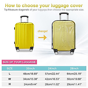 Suitcase Cover for 20" Luggage TSA Approved Clear PVC Thickened Protective Sleeve Cover for Wheeled Luggage Waterproof