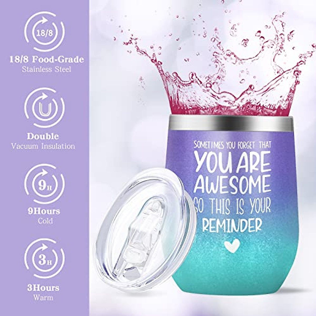 Birthday Gifts for Women Bath and Body Works Gifts Set for Women Spa Gifts Baskets for Women Bubble Bath for Women Lavender Gifts for Women,Mom,Her,Sister,Wife,Auntie Wine Tumbler Purple Womens Gifts