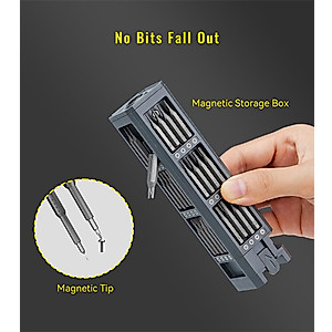 NECAMOCU Precision Screwdriver Set with Toughest S2 Bits, Durable 46 in 1 Mini Magnetic Repair Tool Kit for Electronics, Small Screwdriver Set for Computer, Phone, Laptop, Watch, Eyeglasses, Jewelry