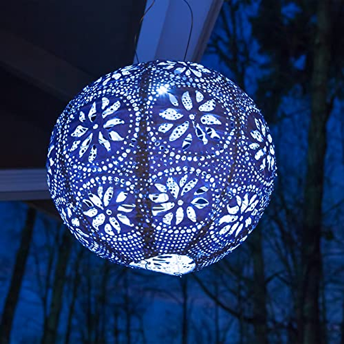 Allsop  31836 Home Soji Stella Boho LED Outdoor Solar Lantern, Handmade with Weather-Resistant UV Rated Tyvek Fabric, Stainless Steel Hardware, for Patio, Deck, Garden, 12X12