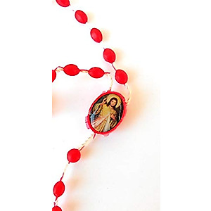 Divine Mercy Set of 50 Red Plastic Rosaries