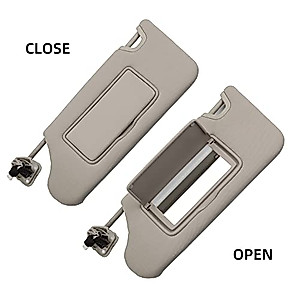 Dasbecan Gray Pair Sun Visor Compatible with Nissan Altima 2013-2018 with Mirror and Vanity Light Without Sunroof Replaces# 96401-3TA2A