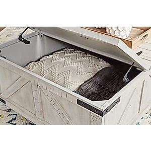 Signature Design by Ashley Carynhurst Casual Cocktail Table with Storage, Whitewash