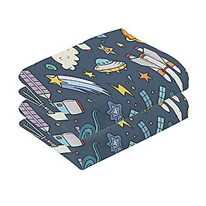 Kigai 2 Piece Outer Space Hand Towels for Bath Decorative, Pure Cotton Guest Towels Fingertip Towels for Bathroom Spa Gym,16 x 28 inch