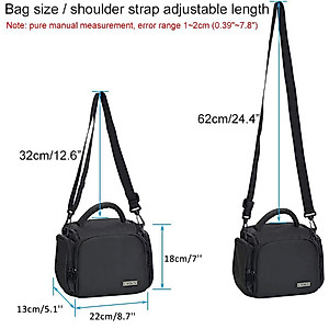 CADeN Compact Camera Shoulder Crossbody Bag Case Compatible for Nikon, Canon, Sony SLR/DSLR Mirrorless Cameras and Lenses Waterproof(1.0 S, Black)