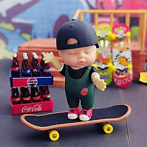 QKILL 17 in 1 Fingerboard Ramps Set Finger Toys with Ramp/Mini Finger Skateboards Finger Mini Bikes/Swing Board with Replacement Wheels and Tools (Gray Ramp Kit)