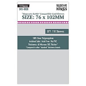 Premium Card Sleeves - "Hogwarts Battle Large" Sleeves (76mm x 102mm) - 110 Sleeves Per Pack