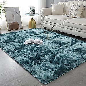 Modern Area Rugs for Bedroom Living Room Ultra Soft Fluffy Throw Carpets for Girls Boys Kids Room Shaggy Fluffy Rugs (2X3Feet, Dark Blue)