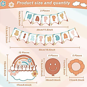 Groovy Happy Birthday Bulletin Board Set Decorations Retro Hippie Birthday Cutouts Boho Hippie Wall Decals Peace Sign Daisy Flower Boho Rainbow Paper-Cuts for Birthday Party Nursery Classroom Decor