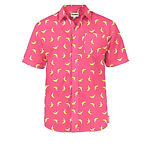 Tipsy Elves Men's Vacation Pink Banana Hawaiian Shirt Size XX-Large