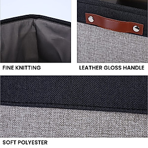 Ecegeva 17 Inch & 15 Inch Storage Canvas Basket for organizing Closet|Fabric Storage Baskets for organizing for Toys, Towels, Laundry, Nursery, Collapsible Clothes Fabric basket Empty With Handles(Bl